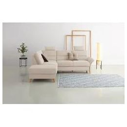 Ecksofa Home Affaire "Westerland L-Form" Sofas Gr. B/H/T: 238cm x 90cm x 213cm, Luxus-Microfaser ALTARA NUBUCK, Ottomane links, ohne Bettfunktion, ohne Stauraum ohne Armlehnfunktion, beige (creme) Federkern-Polsterung, wahlweise mit Bettfunktion, Bettkasten