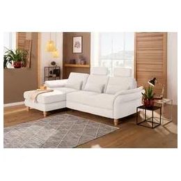 Ecksofa Home Affaire "Palace L-Form" Sofas Gr. B/H/T: 266cm x 89cm x 164cm, Struktur fein, Recamiere links, ohne Bettfunktion-ohne Bettkasten, beige (natur) incl. Sitztiefenverstellung, wahlweise mit Bettfunktion und Stauraum