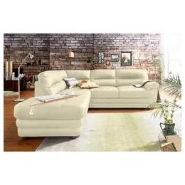 Ecksofa COTTA "Royale L-Form" Sofas Gr. B/H/T: 250cm x 88cm x 234cm, Luxus-Kunstleder, Ottomane links, ohne Bettfunktion, beige (creme) wahlweise mit Bettfunktion