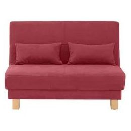 Schlafsofa Home Affaire "Gina" Sofas Gr. B/H/T: 120 cm x 86 cm x 95 cm, Chenille, rot vom Sofa zum Bett mit einem Handgriff, in 4 Breiten, Nierenkissen