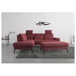 Sit & More Ecksofa SIT & MORE "Cinturo L-Form" Sofas Gr. B/H/T: 260cm x 91cm x 226cm, Soft clean, Ottomane links, inklusive Sitztiefenverstellung-inklusive Federkern, rot (bordeaux) inklusive Sitztiefenverstellung und Federkern, Sitzhöhe 48 cm