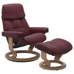 Relaxsessel stressless "Ruby", rot (bordeaux batick), B:74cm H:97cm T:74cm, Leder BATICK: BATICK ist ein leicht korrigiertes, durchgefärbtes und genarbtes Möbelleder, bei dem die meisten Unebenheiten und Spuren in der Regel entfernt wurden., Leder PALOMA: PALOMA ist ein durchgefärbtes Semianilin-Möbelleder mit natürlicher Narbung., Sessel, mit Classic Base, Größe S, Gestell Eiche, Wenge, Braun & S