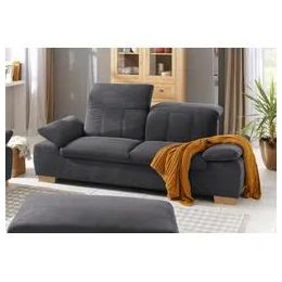 2,5-Sitzer Home Affaire "Bergamo" Sofas Gr. B/H/T: 215cm x 77cm x 90cm, Softstruktur, ohne Funktion, grau (anthrazit) mit Armlehn-und Rückenfunktion, Federkern