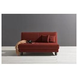 ell+ell Schlafsofa ELL + "Enny" Sofas Gr. B/T: 180cm x 100cm, Flachgewebe, PUR-Schaumstoff, ohne Relaxfunktion, rot Breite 180 cm, Liegehöhe 45 Füße schwarz