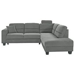 Ecksofa Trendmanufaktur "Chamber, L-Form" Sofas Gr. B/H/T: 245cm x 85cm x 203cm, Strukturstoff, Ottomane rechts, Mit Schlaffunktion, grau (silbergrau) inklusive einer Kopfstütze, wahlweise mit Schlaffunktion