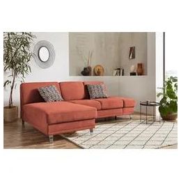 Sit & More Ecksofa SIT & MORE "Clio L-Form" Sofas Gr. B/H/T: 246cm x 89cm x 165cm, Luxus-Microfaser Paris, Recamiere links, mit Bettfunktion-mit Bettkasten, orange (terra) wahlweise mit Bettfunktion oder Vorziehsitz und Bettkasten, Federkern