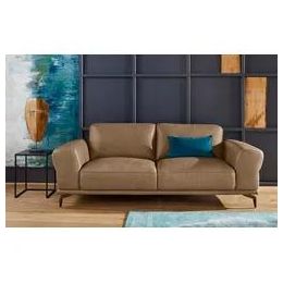 2,5-Sitzer W.Schillig "montanaa" Sofas Gr. B/H/T: 212cm x 78cm x 94cm, Longlife Xtra-Leder Z69, braun (fango z69) mit Metallfüßen in Bronze pulverbeschichtet, Breite 212 cm