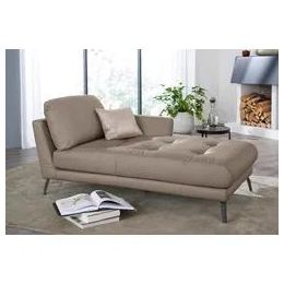 Chaiselongue W.Schillig "softy" Sofas Gr. B/H/T: 106cm x 79cm x 168cm, Longlife Xtra-Leder Z59, Armlehne rechts, braun (stone z59) mit dekorativer Heftung im Sitz, Füße schwarz pulverbeschichtet