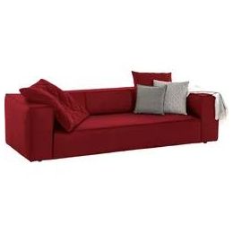 3-Sitzer W.Schillig "around-the-block" Sofas Gr. B/H/T: 260 cm x 66 cm x 104 cm, Longlife Xtra-Leder Z59, rot (ruby red z59) mit eleganter Biese, Federkern