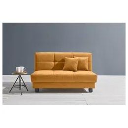 ell+ell Schlafsofa ELL + "Tilda" Sofas Gr. B/H/T: 145cm x 90cm x 100cm, Flachgewebe, PUR-Schaumstoff, mit Relaxfunktion, gelb (curry) Breite 145 cm, inkl. 2 Zierkissen