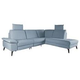 Ecksofa Alina Sofas Gr. B/H/T: 267cm x 118cm x 210cm, Struktur GBA, Ottomane rechts, ohne Funktion, blau (hellblau gba 6) inkl. Kopfstützen, wahlweise mit Relaxfunktion, Breite: 267 cm