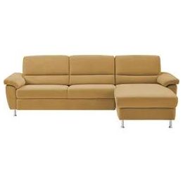 Ecksofa CALIZZA INTERIORS "Onyx L-Form" Sofas Gr. B/H/T: 270 cm x 90 cm x 158 cm, Samtoptik, Recamiere rechts, ohne Bettfunktion ohne Bettkasten, gelb (1075 mais) Recamiere links oder rechts, wahlweise mit Bettfunktion, Breite 270 cm