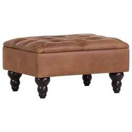 Hocker GUTMANN FACTORY "Amazonas" Gr. B/H/T: 68cm x 36cm x 51cm, Anilinleder, braun (cognac) in Chesterfield Optik