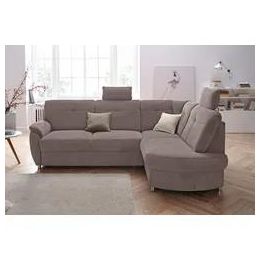 Sit & More Ecksofa SIT & MORE "Sonoma L-Form" Sofas Gr. B/H/T: 246cm x 91cm x 176cm, Luxus-Microfaser, Ottomane rechts, mit Bettfunktion, grau (taupe) wahlweise mit Bettfunktion und Bettkasten