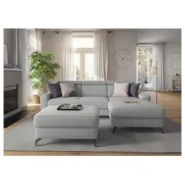 Sit & More Ecksofa SIT & MORE "Scarlett L-Form", grau (hellgrau), B:258cm T:172cm, Sofas, inklusive Kopfteilverstellung, wahlweise mit Bettfunktion, Bettkasten