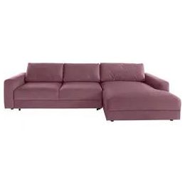 Ecksofa Places of Style "Bloomfield, L-Form" Sofas Gr. B/H/T: 303cm x 84cm x 176cm, Velours, mega-Recamiere rechts, XL mit Bettfunktion und Bettkasten, rosa (altrosa) wahlweise mit Bettfunktion und Bettkasten