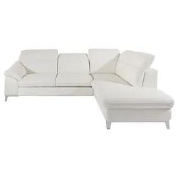 Ecksofa COTTA "Teresa L-Form" Sofas Gr. B/H/T: 293cm x 84cm x 232cm, Luxus-Kunstleder, Ottomane rechts, mit Bettfunktion-mit Kopfteilverstellung, weiß (altweiß) wahlweise mit Bettfunktion