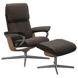 Relaxsessel stressless "Admiral" Sessel Gr. Leder BATICK, Cross Base Eiche, Relaxfunktion-Drehfunktion-PlusTMSystem-Gleitsystem-BalanceAdaptTM, B/H/T: 84cm x 100cm x 73cm, braun (brown batick) mit Cross Base, Größe M & L, Holzakzent Eiche