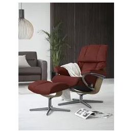 Relaxsessel stressless "Reno" Sessel Gr. Microfaser DINAMICA, Cross Base Eiche-M, Relaxfunktion-Drehfunktion-PlusTMSystem-Gleitsystem-BalanceAdaptTM, B/H/T: 83cm x 100cm x 76cm, rot (red dinamica) mit Cross Base, Größe S, M & L, Holzakzent Eiche