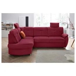 Sit & More Ecksofa SIT & MORE "Sonoma L-Form" Sofas Gr. B/H/T: 246 cm x 91 cm x 176 cm, Luxus-Microfaser ALTARA NUBUCK, Ottomane links, mit Bettfunktion, rot (bordeaux) wahlweise mit Bettfunktion und Bettkasten