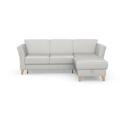 Sit & More Ecksofa SIT & MORE "Visby L-Form" Sofas Gr. B/H/T: 248cm x 87cm x 162cm, Soft clean, Recamiere rechts, mit Bettfunktion-mit Bettkasten, grau (hellgrau) Wahlweise mit Bettfunktion und Bettkasten, frei im Raum stellbar