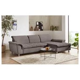 Ecksofa DOMO collection "Franzi L-Form" Sofas Gr. B/H/T: 279cm x 81cm x 162cm, Struktur fein, Recamiere rechts, ohne Kopfteilverstellung-ohne Bettfunktion, grau (stone) wahlweise mit Kopfteilverstellung (dann Tiefe: 170 cm)