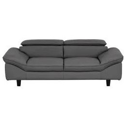 2-Sitzer Home Affaire "Pilot" Sofas Gr. B/T: 202 cm x 108 cm, Kunstleder SOFTLUX, grau (fango) Zweisitzer mit Kopfteilverstellung