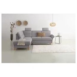 Ecksofa Home Affaire "Westerland L-Form" Sofas Gr. B/H/T: 238cm x 90cm x 213cm, Struktur, Ottomane links, mit Bettfunktion, Stauraum und Armlehnfunktion, silberfarben (silber) Federkern-Polsterung, wahlweise mit Bettfunktion, Bettkasten