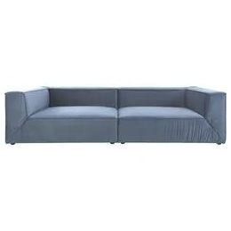 Big-Sofa Tom Tailor HOME "BIG CUBE" Sofas Gr. B/H/T: 270cm x 66cm x 129cm, Samtstoff TSV, mit Sitztiefenverstellung, blau (cornflower tsv 16) in 2 Breiten, wahlweise mit Sitztiefenverstellung, Tiefe 129 cm