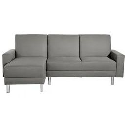 Schlafsofa Max Winzer "Just Fresh" Sofas Gr. B/H/T: 230cm x 93cm x 152cm, Strukturgewebe 16523, Recamiere beidseitig montierbar, grau (hellgrau) mit Rückenverstellung, inklusive Stauraumhocker