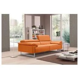 2,5-Sitzer Egoitaliano "Malika" Sofas Gr. B/H/T: 216cm x 94cm x 107cm, Leder BULL, mit Kopfteilverstellung, orange inkl. Kopfteilverstellung und chromfarbenen Metallfüßen