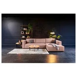 Ecksofa Tom Tailor HOME "HEAVEN STYLE XL" Sofas Gr. B/H/T: 302cm x 85cm x 221cm, Struktur grob TCU, Recamiere rechts, ohne Bettfunktion-ohne Bettkasten-Kunststofffuß, rosa (light rose tcu 27) aus der COLORS COLLECTION, wahlweise mit Bettfunktion & Bettkasten