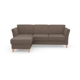 Sit & More Ecksofa SIT & MORE "Visby L-Form" Sofas Gr. B/H/T: 248cm x 87cm x 162cm, Luxus-Microfaser Paris, Recamiere links, ohne Bettfunktion-ohne Bettkasten, grau (taupe) Wahlweise mit Bettfunktion und Bettkasten, frei im Raum stellbar