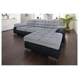 Sit & More Ecksofa SIT & MORE "Ontario L-Form" Sofas Gr. B/H/T: 280cm x 75cm x 183cm, Luxus-Microfaser ALTARA NUBUCK-Struktur fein, Recamiere rechts, mit Bettfunktion-XXL, grau (schwarz/hellgrau) XXL, wahlweise mit Bettfunktion