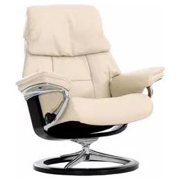 Relaxsessel stressless "Ruby", beige (cream batick), B:76cm H:100cm T:75cm, Leder PALOMA: durchgefärbtes Semianilin-Möbelleder, Leder BATICK: durchgefärbtes und genarbtes Möbelleder, Sessel, mit Signature Base, Größe S, Gestell Eiche, Wenge, Braun & Schwarz