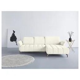 Ecksofa Inosign "Fresh L-Form" Sofas Gr. B/H/T: 281cm x 79cm x 185cm, Olympia EASY CLEAN, mega-Recamiere rechts, mit Armteilverstellung-mit Kopfteilverstellung-mit Vorziehsitz motorisch, weiß Federkern, wahlweise Kopfteilverstellung und motorischer Vorziehsitz