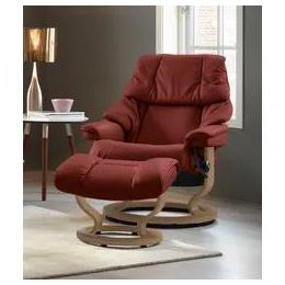 Relaxsessel stressless "Reno" Sessel Gr. Microfaser DINAMICA, Classic Base Eiche, Relaxfunktion-Drehfunktion-PlusTMSystem-Gleitsystem, B/H/T: 75cm x 96cm x 75cm, rot (red dinamica) mit Classic Base, Größe S, M & L, Gestell Eiche