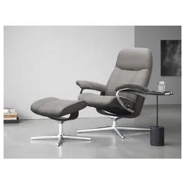 Relaxsessel stressless "Consul" Sessel Gr. Struktur fein JASMINE, Cross Base Wenge, Relaxfunktion-Drehfunktion-PlusTMSystem-Gleitsystem-BalanceAdaptTM, B/H/T: 78cm x 97cm x 70cm, grau (grey jasmine) mit Hocker, Cross Base, Größe S, M & L, Holzakzent Wenge