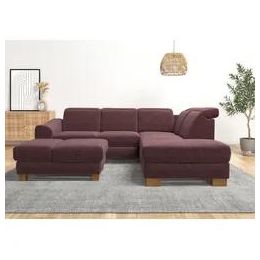 Ecksofa Home Affaire "Dundee L-Form" Sofas Gr. B/H/T: 263cm x 86cm x 219cm, Flachgewebe, Ottomane rechts, inkl. Kopfteilverstellung-ohne Bettfunktion-ohne Stauraum, lila (flieder) wahlweise mit Kopfteilverstellung und zusätzlich Bettfunktion