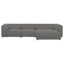 Ecksofa W.Schillig "around-the-block" Sofas Gr. B/H/T: 341cm x 66cm x 164cm, Longlife fabric Flachgewebe T88, Longchair rechts, grau (dark steel t88) mit eleganter Biese, Federkern, Breite 341 cm