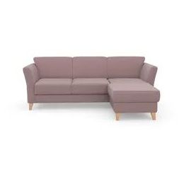 Sit & More Ecksofa SIT & MORE "Visby L-Form" Sofas Gr. B/H/T: 248cm x 87cm x 162cm, Struktur fein, Recamiere rechts, ohne Bettfunktion-ohne Bettkasten, rosa (altrosa) Wahlweise mit Bettfunktion und Bettkasten, frei im Raum stellbar