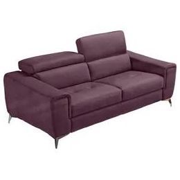 Schlafsofa Egoitaliano "Francine, Designsofa, Loungesofa mit Dauerschlaffunktion, Bettfunktion" Sofas Gr. B/H/T: 233cm x 100cm x 106cm, Luxus-Microfaser BLUSH, lila (plum) hochwertiger Metallbettrahmen & Matratze, Kopfteil manuell verstellbar