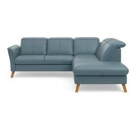 Sit & More Ecksofa SIT & MORE "Romero L-Form" Sofas Gr. B/H/T: 250cm x 91cm x 220cm, Luxus-Microfaser Lederoptik, Ottomane rechts, mit Federkern-mit Kopfteilverstellung-mit Bettfunktion-mit Stauraum-ohne TV-motorisch, bunt (greyblue) wahlweise mit oder ohne TV-Funktion, Bettfunktion, Bettkasten