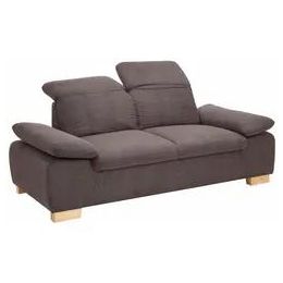 2-Sitzer Home Affaire "Bergamo" Sofas Gr. B/H/T: 195cm x 77cm x 90cm, Softstruktur, ohne Funktion, braun (espresso) mit Armlehn-und Rückenfunktion, Federkern