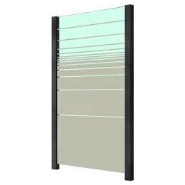 Zaun STAKET PRO, grau (anthrazit), Pfosten: 2 St., Aluminium, Glas, Zaunelemente, Glaszaun, Gesamtlänge: 1,217 m, 2 Pfosten