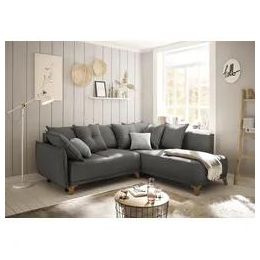 Stella Trading Ecksofa ED EXCITING DESIGN "Pamplona L-Form" Sofas Gr. B/H/T: 244cm x 91cm x 212cm, Webstoff, Ottomane beidseitig montierbar, grau (grau/denver 19 graphite/zierkissen lapit 03 silver) mit Bettfunktion, Bettkasten, Rücken- und Zierkissen, frei im Raum