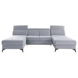 Wohnlandschaft Inosign "Cardiz U-Form" Sofas Gr. B/H/T: 296 cm x 83 cm x 173 cm, Webstoff, gleichschenklig, ohne Bettfunktion-ohne Bettkasten, grau inkl.Kopfteilverstellung und Federkern wahlweise mit Bettfunktion