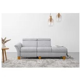 Recamiere Home Affaire "Lindgren" Sofas Gr. B/H/T: 206 cm x 84 cm x 93 cm, Struktur, Armlehne links, mit TV-Funktion motorisch und Bettkasten-mit Kopfteilverstellung-ohne Federkern, silberfarben (silber) wahlweise motorische TV-Funktion, Bettkasten und Kopfteilverstellung