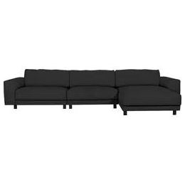 Ecksofa furninova "Samba schön bequem und hochwertig verarbeitet" Sofas Gr. B/H/T: 353cm x 74cm x 163cm, Struktur, Recamiere rechts, ohne Bettfunktion, blau (night) mit toller Kedernaht, im skandinavischen Design, L-Form