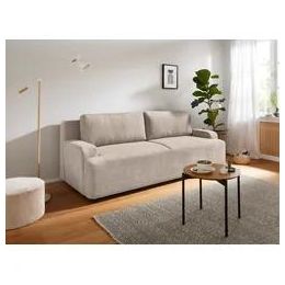 Schlafsofa Andas "Halbschlaf" Sofas Gr. B/H/T: 225cm x 90cm x 95cm, Struktur, beige (natur) mit Bettfunktion und Bettkasten